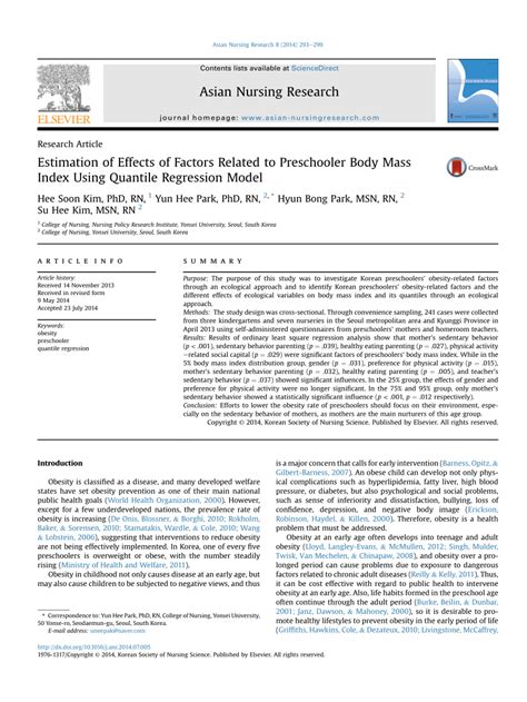 pdf estimation of effects of factors related to preschooler body mass
