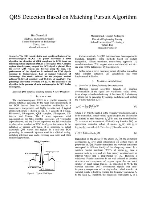 pdf qrs detection based on matching pursuit algorithm