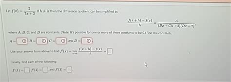 Solved Let F X 27x 2 ﻿it H≠0 ﻿then The Difference