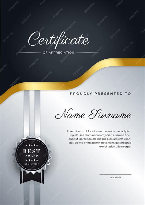 Premium Vector Certificate Black Template With Modern Luxury Pattern And Golden Lines Vector