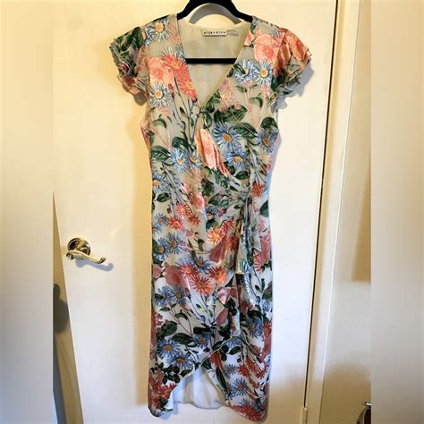 Alice Olivia Garnet Floral Fields Flutter Sleeve Wr Gem