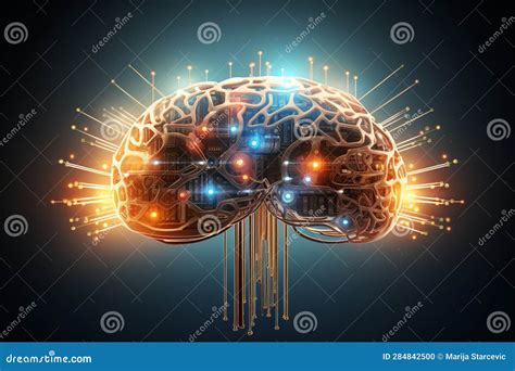 Human Brain And Artificial Intelligence Concept Big Data Processing Computer Motherboard