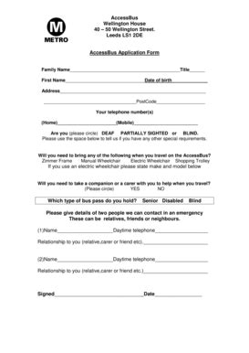 Fillable Online AccessBus Registration Form Metro Fax Email Print PdfFiller