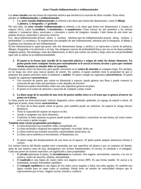 Artes Visuales Bidimensionales Y Tridimensionales Pdf