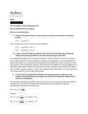 Understanding Buffers And PH Changes Experiments And Analysis Course Hero