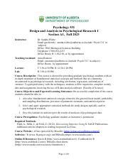 PSYCH A Fall Wiebe Pdf Psychology Design And Analysis In Psychological