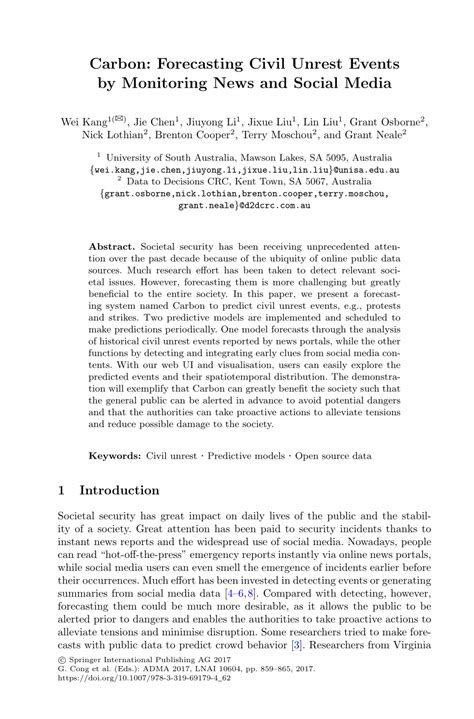 Pdf Carbon Forecasting Civil Unrest Events By Monitoring News And Social Media