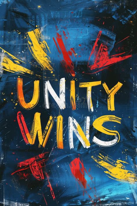 Unity Wins On Abstract Colorful Brushstroke Background Motivational Message In Bold Typography