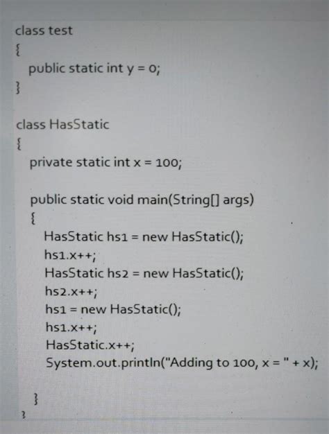 Solved Class Test Public Static Int Y 0 Class