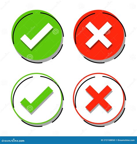 Vector Round Check Mark And Cross Symbols Buttons Stock Illustration Illustration Of Confirm