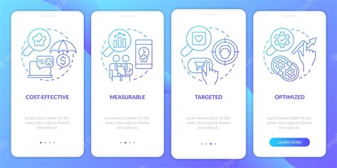 Premium Vector Digital Advertising Advantages Blue Gradient Onboarding Mobile App Screen