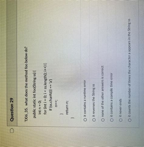 Solved Tj0635 What Does The Method Foo Below Do Public