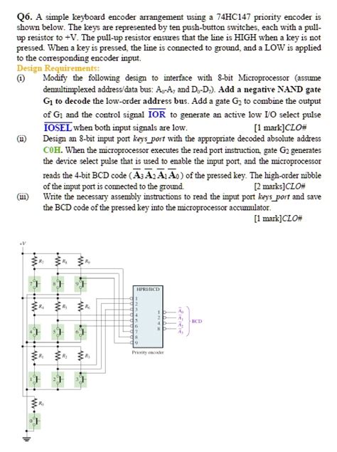 Solved A Simple Keyboard Encoder Arrangement Using A 74hc147 Priority Encoder Is Shown Below
