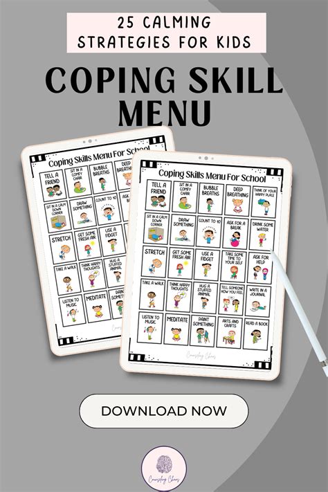 Coping Skills Menu And Choice Board Calming Strategies Visual Coping