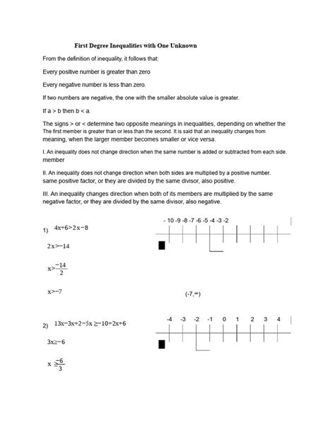 First And Second Degree Inequalities With One Variable Pdf Inequality Mathematics