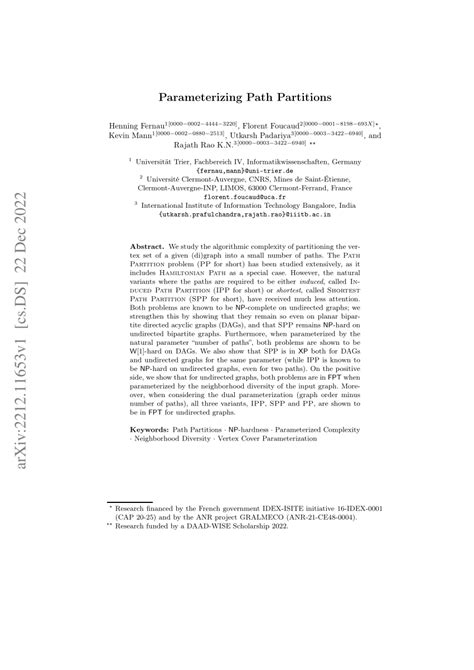 pdf parameterizing path partitions