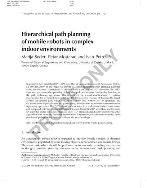 Pdf Hierarchical Path Planning Of Mobile Robots In Complex Indoor