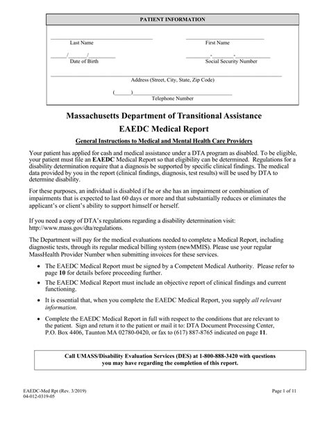 Massachusetts Eaedc Medical Report Fill Out Sign Online And Download