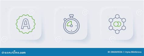 Set Line Molecule Stopwatch And Exam Sheet With A Plus Grade Icon Vector Stock Illustration