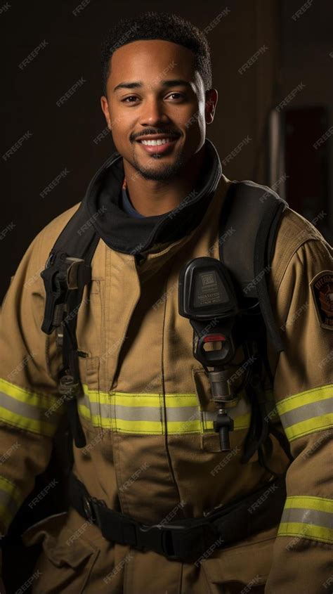 A Firefighter Wears A Firefighter Uniform Premium Ai Generated Image