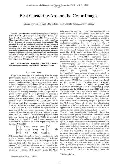 PDF Best Clustering Around The Color Images