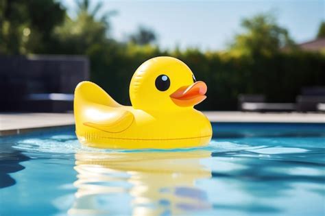 Swimming Inflatable Duck Pool Premium Ai Generated Image