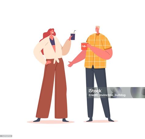 커피 브레이크 사무실 개념의 점심 시간 사람들이 말하고 커피를 마신다 캐릭터 친구 또는 동료 개념에 대한 스톡 벡터 아트 및 기타 이미지 Istock
