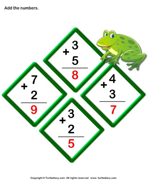 Finding Sum Of Two One Digit Numbers Worksheet Turtle Diary