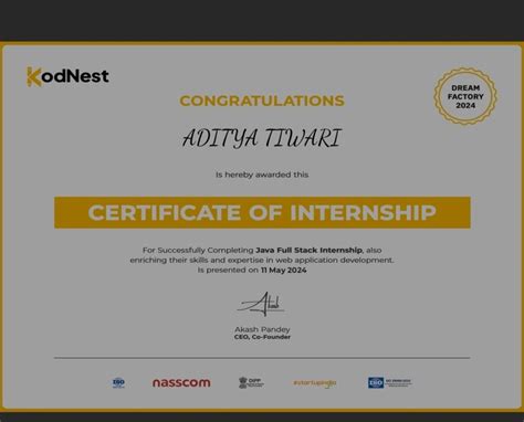 Aditya Tiwari On Linkedin I Just Completed My Internship In Kodnest Technology