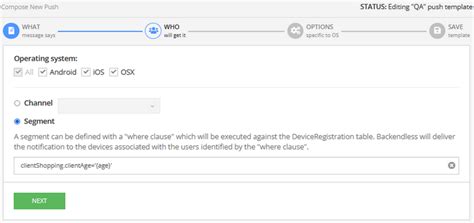 send notification from a push template backendless rest api documentation