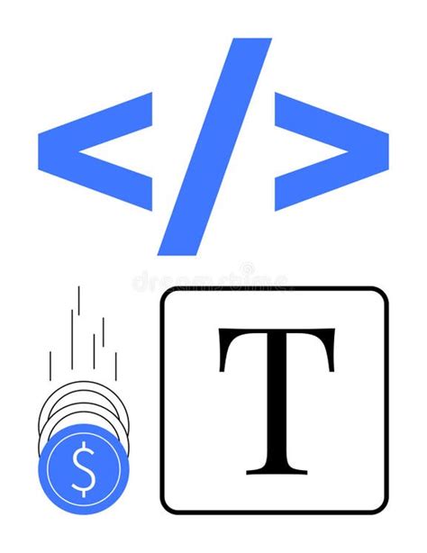 Code Brackets Falling Coins And Text Symbol Elements For Coding
