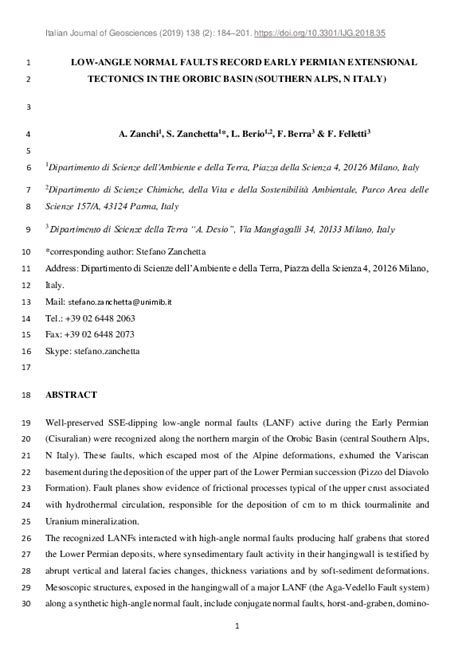 Pdf Low Angle Normal Faults Record Early Permian Extensional