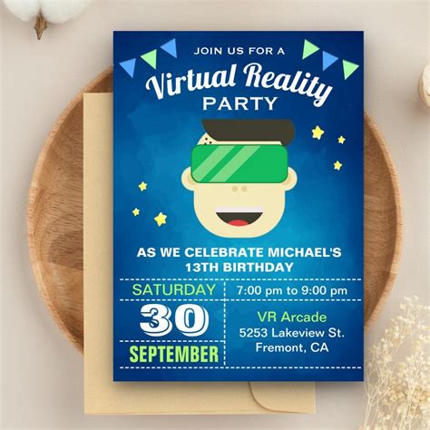 Vr Game Virtual Reality Birthday Party Invitation Artofit