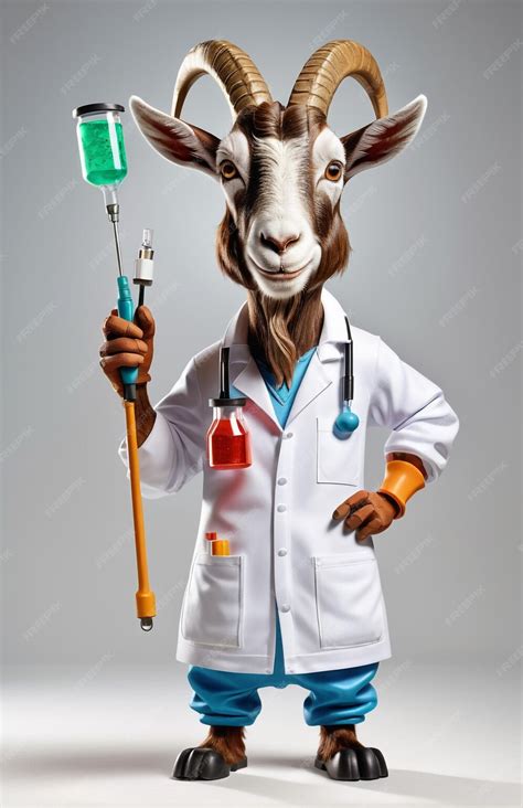 Premium Photo Anthropomorphic Caricature Goat Wearing A Chemistry