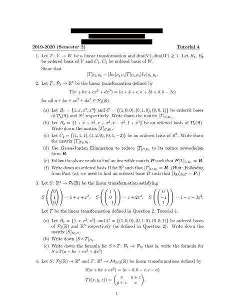 A Linear Transformation And Dim Let B 1 B 2 Be Ordered Basis Of V