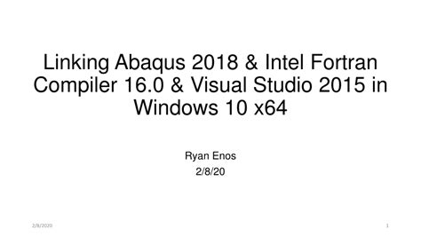 PDF Linking Abaqus Intel Fortran Compiler Visual Studio In Windows X