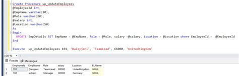 How To Execute The Stored Procedure For Updating The Sql Server