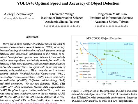논문리뷰 Cv Yolov4 Optimal Speed And Accuracy Of Object Detection 2020 Summary