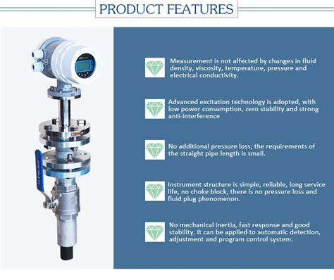 Wide Measurement Range Digital Insertion Type Electromagnetic Flow Meter Construction