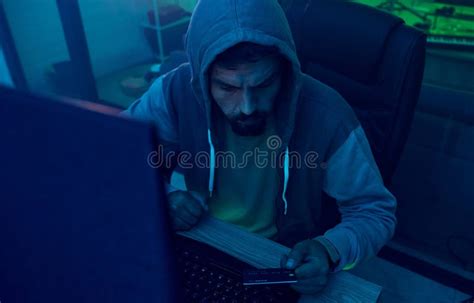 Computer Credit Card Or Neon Hacker Hacking Online Software Fintech Server Or Fraud Password