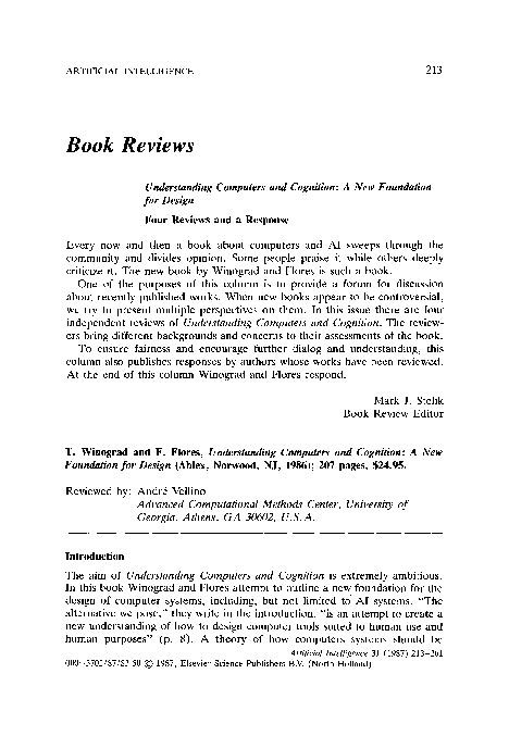 Pdf T Winograd And F Flores Understanding Computers And Cognition A New Foundation For Design