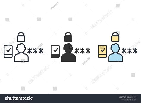 Two Factor Authentication Icons Symbol Vector Stock Vector Royalty