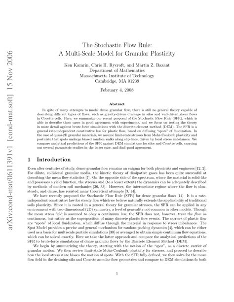 Pdf The Stochastic Flow Rule A Multi Scale Model For Granular Plasticity
