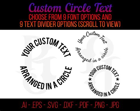 Custom Circle Text Your Personalized Text Arranged In Circular Format Ai Svg Eps Dxf Pdf Png