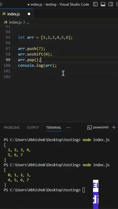 Push Unshift Pop Shift Method In Javascript Java Script Coding