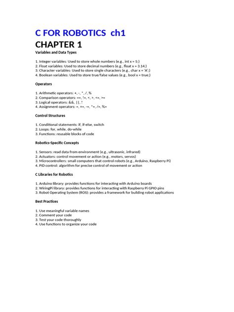 C Programming Series Chapter 1 Robotics Pdf