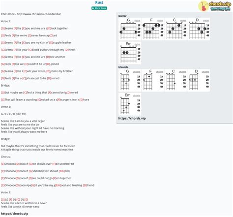Chord Rust Tab Song Lyric Sheet Guitar Ukulele Chords Vip