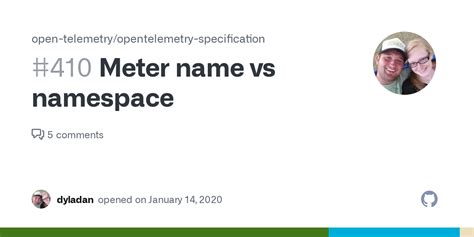 Meter Name Vs Namespace · Issue 410 · Open Telemetryopentelemetry Specification · Github