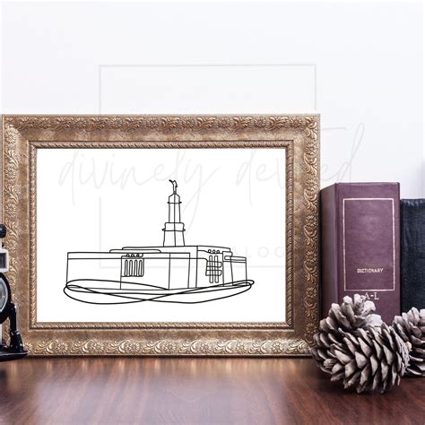 Lds Temple Drawing One Line Drawing Monticello Utah Temple Wedding Artwork Religious Line Art