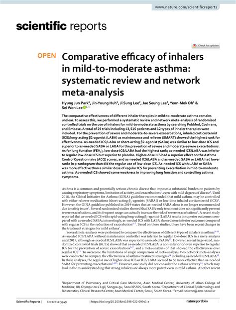 Pdf Comparative Efficacy Of Inhalers In Mild To Moderate Asthma